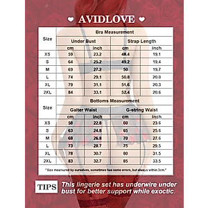 Avidlove Garter Lingerie Set for Women Lace Lingerie Set with Garter Belt Sexy Push Up Lingerie(Red,Small)