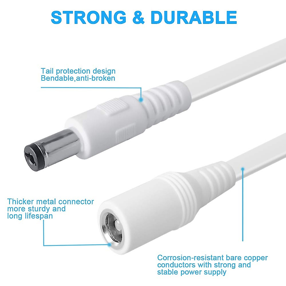 SIOCEN【3-Pack 20ft DC Power Extension Cable,5.5mm x 2.1mm 12v Extension Cord Security Camera Power Cable Male to Female for CCTV IP Indoor Camera Dvr Standalone LED Strip,Supply Adapter