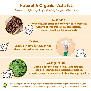 SEVENKA 6 Pack Silvervine Cat Toys, 7.87in/20cm Catnip Cat Chew Toy for Teeth Cleaning, Kitten Toys, Catnip Interactive Cat Toys for Indoor Cats Kittens Kitty Toy