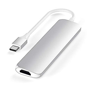 Satechi USB C Hub Slim Multiport Adapter V2 with 60W USB C PD, 4K HDMI (60Hz), Micro/SD Card Readers, USB 3.0 - for M2/ M1 MacBook Pro/Air, M2/ M1 iPad Pro/Air, M2 Mac Mini, iMac M1 (Silver)