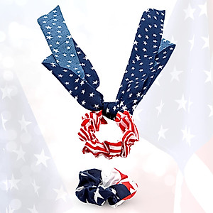 4th of July Headband American Flag Bowknot Hair Band Turban Patriotic Bandana Headband USA Temporary Red White and Blue Hair Accessories for Women Memorial Day, Veterans Day, Independence Day