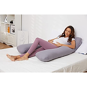 Roomate Pregnancy Pillows, U Shaped Full Body Maternity Pillow with Removable Cover - Support for Back, Legs, Belly, Hips for Pregnant Women, 57x 27 Inch Pregnancy Pillows for Sleeping, Grey