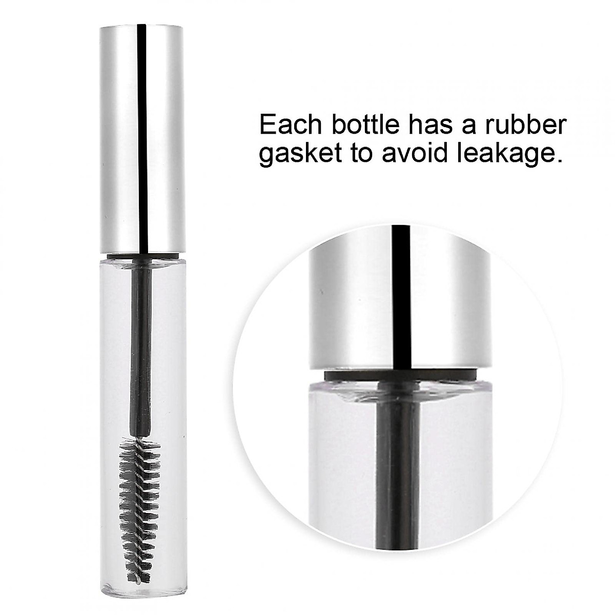 Empty Mascara Tube and Wand, 5 Colors 10ml Empty Eyelash Growth Plastic Oil Tube Container Refillable Mascara Bottle Diy Mascara Brush Container, Cosmetics Supplies