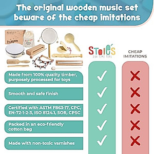 Stoie’s International Wooden Music Set - Toddler Musical Instruments for Kids Ages 5-9 Montessori Baby Musical Instruments for Toddlers 3-5 Kids Musical Instruments Toys Music