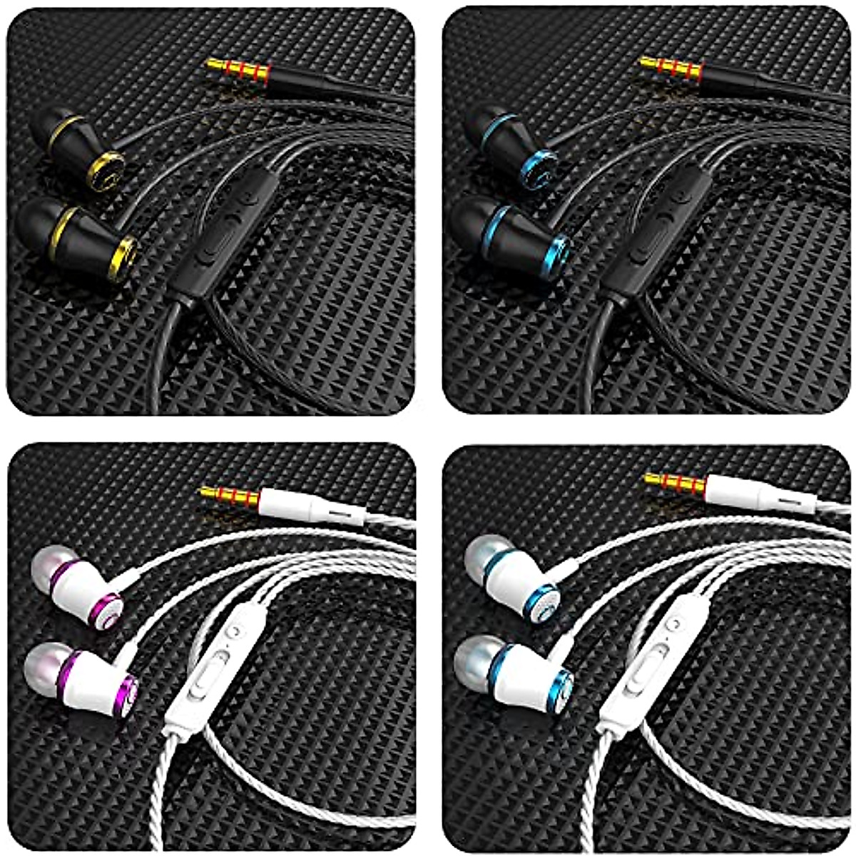 MUNSKT 4 Pairs Headphone Heavy Bass Stereo Earphones Earbuds with Remote & Microphon,Laptops,Gaming Noise Isolating Tangle Free Headsets in Ear Headphones