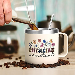 Physician Assistant Gifts for Women, Physician Coffee Mug for National Physician Assistant Day, Birthday and Christmas, 14oz Stainless Steel Insulated Coffee Mug for Physician Assistant, Creamy White