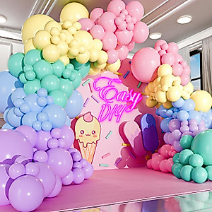 100pcs Pastel Balloon Garland Kit – Pastel Rainbow Balloon Arch – Small and Large Pastel Balloons for Pastel Birthday Decorations – Unicorn, Spring, Macaron, Easter, Donut & Ice Cream Party Balloons