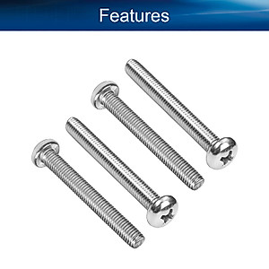 Yinpecly M5 x 40mm Machine Screws Pan Phillips Cross Head Screw 304 Stainless Steel Fasteners Bolts Silver Gray 10Pcs