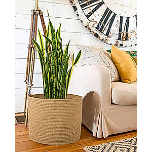Goodpick Boho Jute Rope Storage Basket with Handles (Set of 2)
