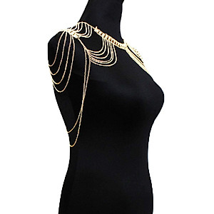 CanB Gold Body Chains Shoulder Body Chain Harness Sexy Body Jewelry Accessories for Women and Girls