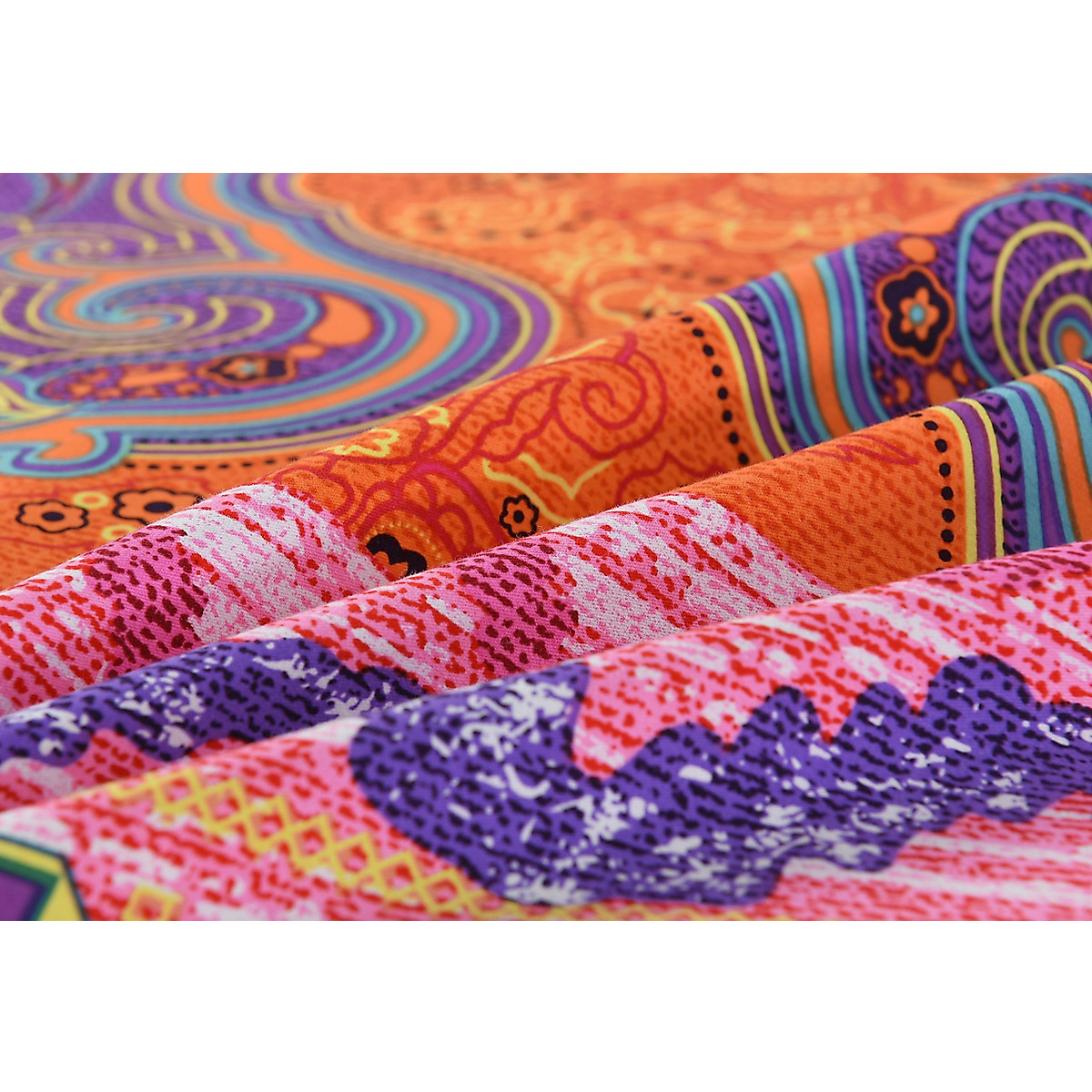 HNNSI 4 Pieces Bohemia Ethnic Bedding Sets Queen Size, Brushed Cotton Boho Duvet Cover Set with Fitted Sheet, Super Comfy Comforter Cover Sets,No Comforter(Fitted Sheet Set, Queen)