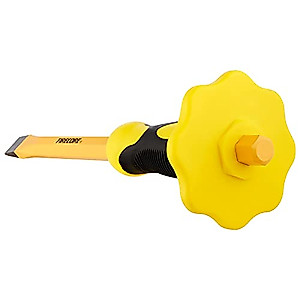 Firecore FS305F Masonry Chisel with Hand Guard, 12 inches Heavy Duty Flat Chisel with Hand Protection, Concrete Mortar Stone Breaker Chisel for Demolishing Carving Splitting Breaking Cutting