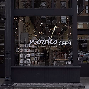 HiNeon White Neon Open Sign 20inx7in LED Open Sign w/Remote Controller, Electric Light Up Open Sign for Business Store, w/Hanging Chain for Shop Windows, Direct Plug-In w/ 12V Power Adapter