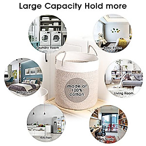 Large Woven Storage Basket, Woven Baby Laundry Basket, Woven Cotton Storage Basket for Closet Rack, Blanket Basket, Toy Basket, Quilt Pad Laundry Basket