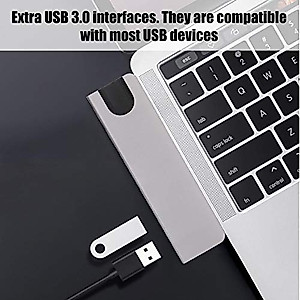 USB C Hub, 7 in 1 Type C HUB Multiport Adapter with 2 USB3.0, 4K HDMI Port, Gigabit LAN Port for MacBook/MacBook Pro 2017/2018.