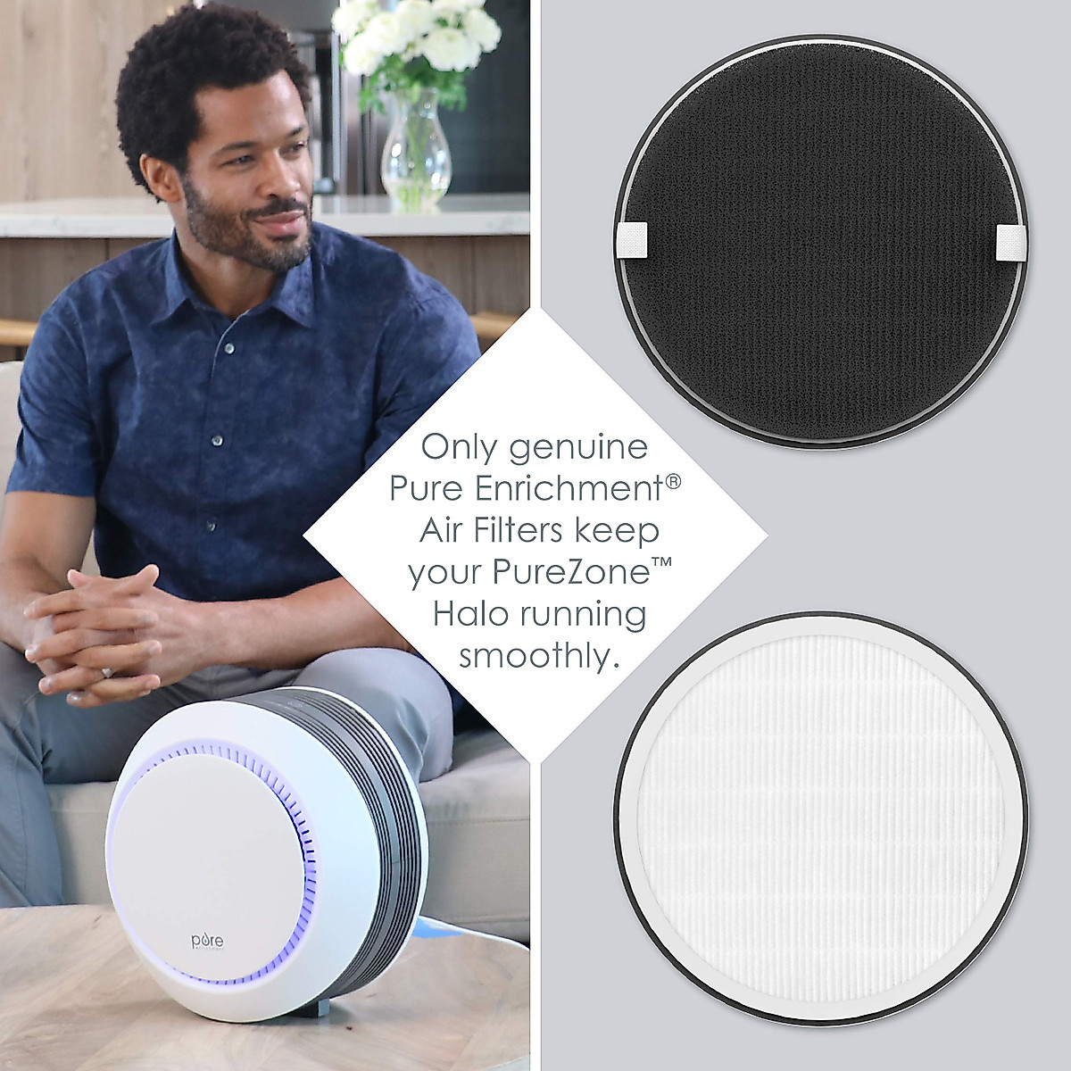Pure Enrichment® Genuine 2-in-1 True HEPA Replacement Filter for The PureZone™ Halo Air Purifier (PEAIRDSK)
