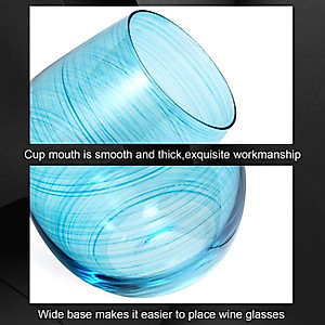 SWAINLYN Colored Stemless Wine Glass Set of 4, No Stem Cocktails Glasses Set Large 18 oz Hand Painted Colored Drinking glasses, Ideal for Cocktails, Scotch, Margarita, Tumblers with Sturdy gift box