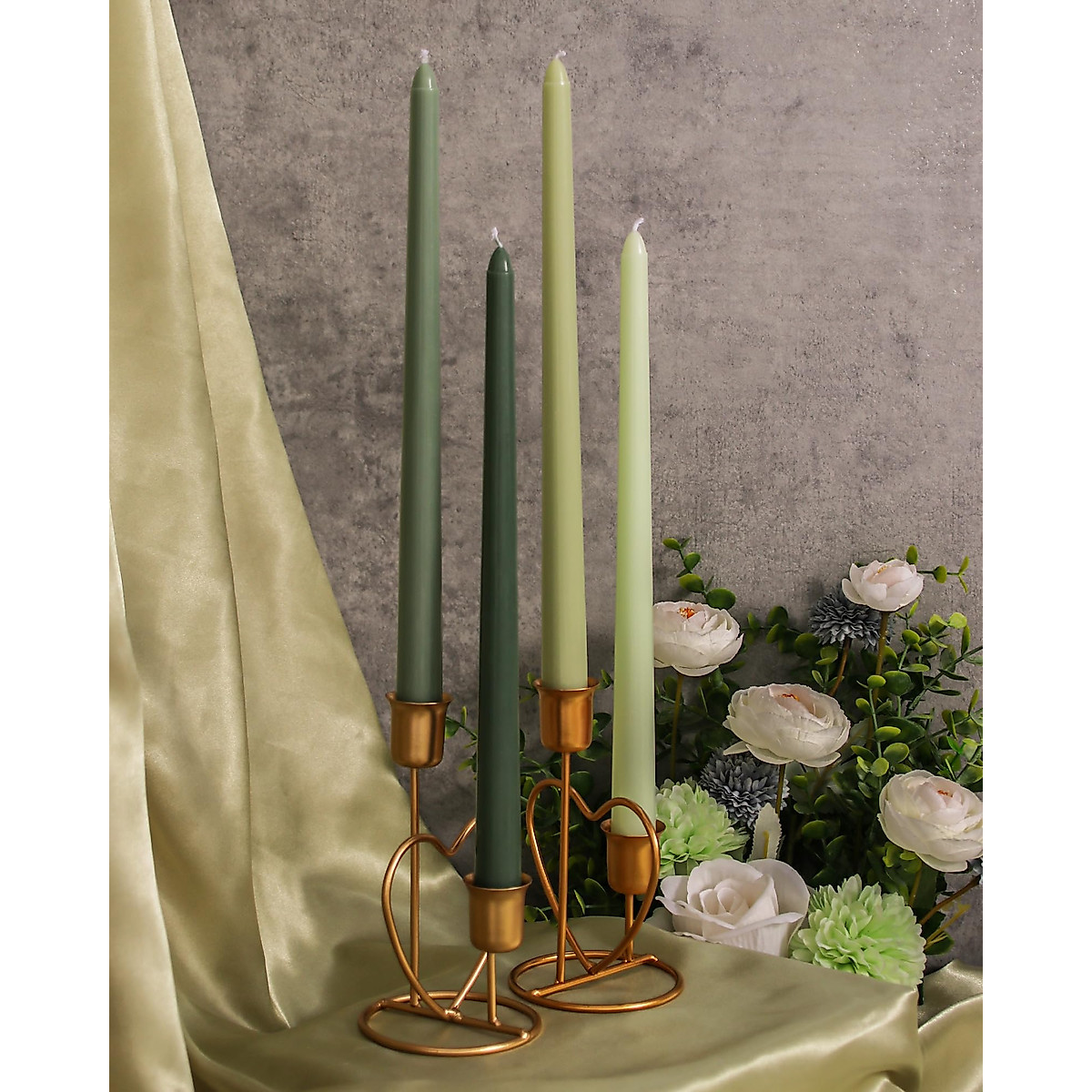 Viyffo 12 Inch Green Taper Candles Set of 4 Unscented Smokeless Long Tall Tapered Candles for Candlesticks Sticks Wedding Home Decor Dinner