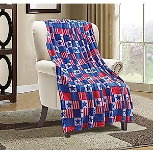 Valerian Luxury Velvet Touch Ultra Plush Christmas Blanket |Soft, Warm, Cozy|Holiday Printed Fleece Throw/Blanket-50 x 60inch, Patriotic
