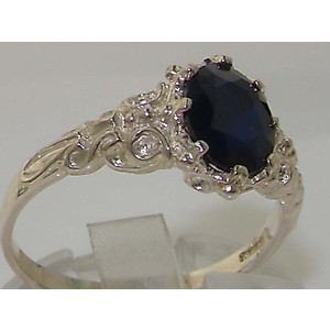 LetsBuyGold 925 Sterling Silver Real Genuine Sapphire Womens Solitaire Engagement Ring - Size 6