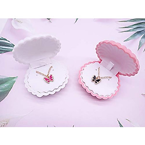 HAMIYELL Pack of 6 Velvet Earring Gift Box Shell Jewelry Storage Case Showcase Display Organizer Box for Necklace (White)