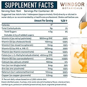 Bariatric Multivitamin with Iron Liquid Supplement - Post Gastric Bypass, Gastric Sleeve Vitamins - for Men and Women Post Sleeve Gastrectomy - Veggie, Non-GMO, Strawberry Flavor - 30 Day Supply