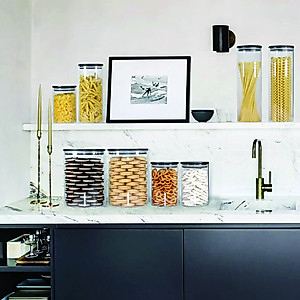 Urban Green Glass Jars with Black Lids, Glass food storage sets with airtight black lids, Glass Canisters Sets with Bamboo Lids (3 Sets of 20oz + 3 Sets of 30oz)