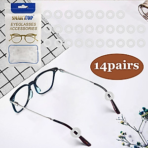 SMARTTOP Eyeglass Ear Grips Sleeve Holder-Eyeglasses Ear Hooks -Comfort Anti-Slip glasses ear grip-For Kids and Adults Sunglasses, Reading Glasses, Sport Eyewear (14 Pairs-Clear)