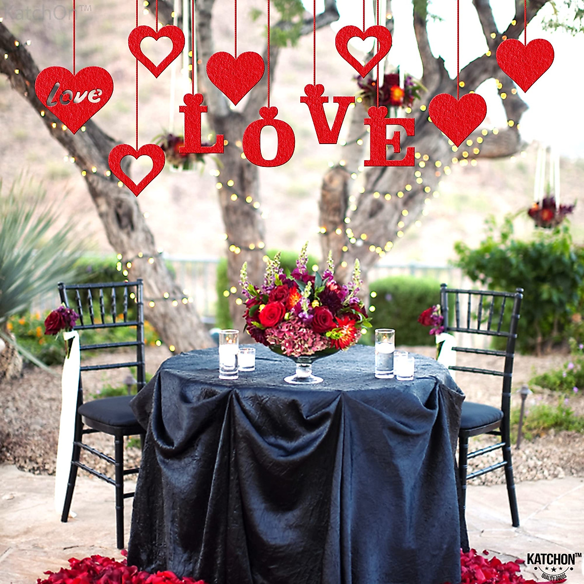 Felt Valentines Day Hanging Decorations - Valentines Day Tree Decorations | Hanging Hearts Decorations | Love Heart Garland for Valentines Day Decoration | Valentines Day Garland, Valentines Day Décor