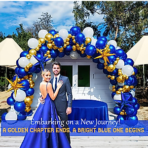 yeewaka royal blue and gold balloon garland arch kit 160pcs with Gold Blue White and Diy star burst balloons for for Boy Baby shower Men birthday 2024 Graduation Ceremony decorations