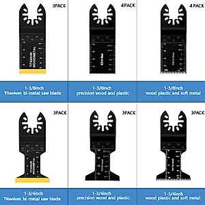 AIFICUT 20 Pcs Oscillating Saw Blades Universal Wood Plastics Metal Titanium Multitool Blades Kits Fit Dewalt Rockwell Milwaukee Makita Bosch