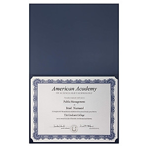 Better Office Products 25 Pack Navy Blue Certificate Holders, Diploma Holders, Document Covers with Gold Foil Border, for Letter Size Paper, 25 Count, Blue