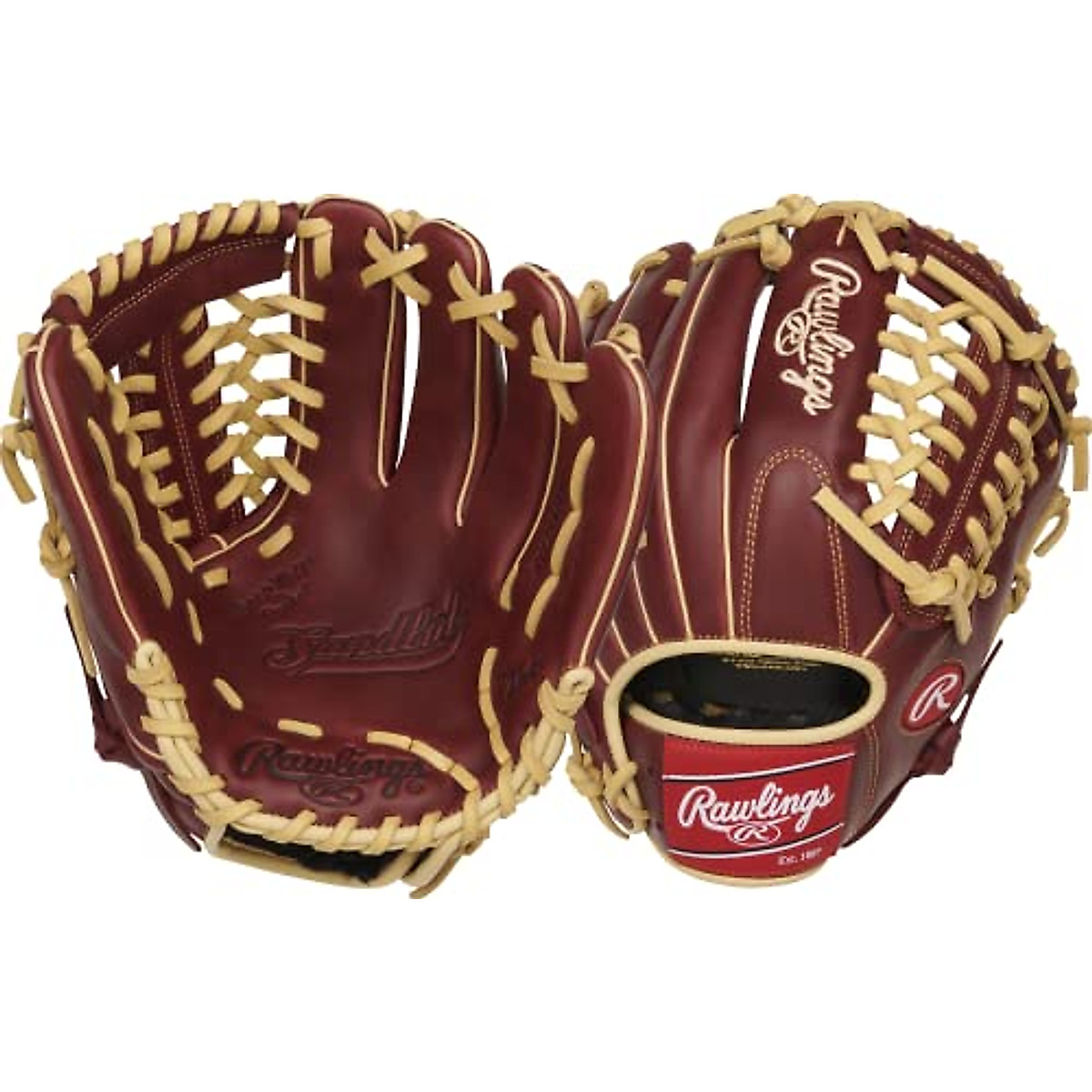 Rawlings | SANDLOT Baseball Glove | Left Hand Throw | 11.75" - Modified Trap-Eze Web, 11.75 inch - Trapeze Web - Burgundy