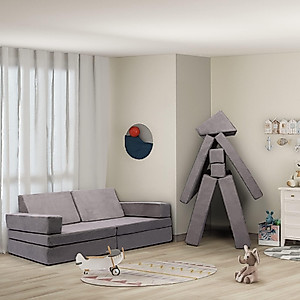 TOLEAD Modular Kids Play Couch,Imaginative Furniture Play Set for Creative Kids,Play Couch Sofa for Kids,Girls and Boys Playroom Sectional Sofa Medium