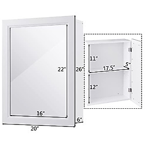 Tangkula Mirrored Bathroom Cabinet, Wall Mount Storage Organizer, Medicine Cabinet with Single Doors