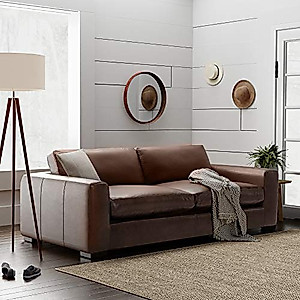 Amazon Brand - Stone & Beam Westview Extra-Deep Down-Filled Leather Sofa Couch, 89"W, Brown
