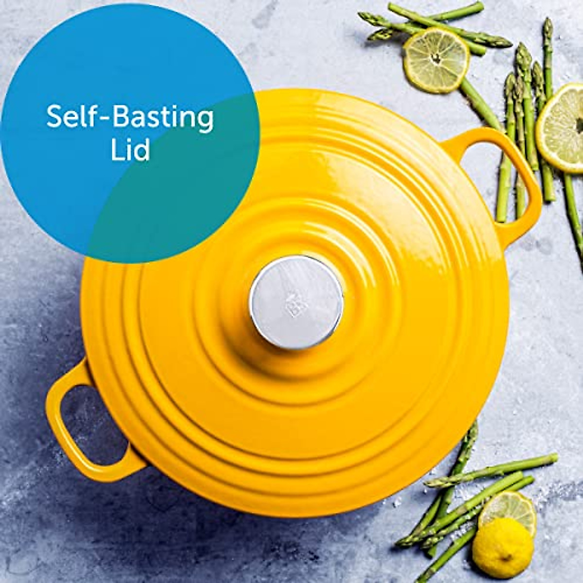 BK Cookware Bourgogne Enameled Cast Iron 4.4QT Dutch Oven, Sunny Yellow