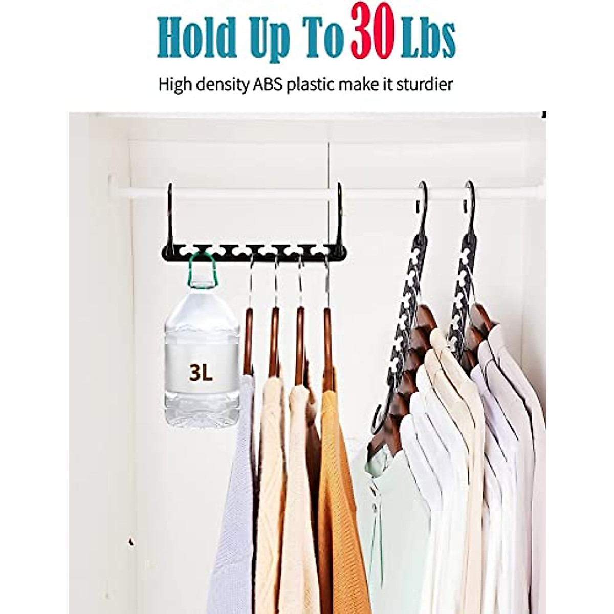 Smartor Hangers Space Saving - Plastic, 10 Pack Magic Hangers, Closet Organizers and Storage for Clothes Organizer, Hanger Organizer, Closet Hangers, Space Saver Hangers as Dorm Essentials(Black)