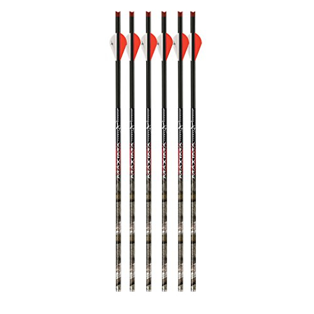 Carbon Express 52113 Maxima Hunter 20-Inch Fletched BuffTuff Plus Carbon Crossbolt with R2 Vanes, 6-Pack, Mossy Oak Treestand Pattern Black