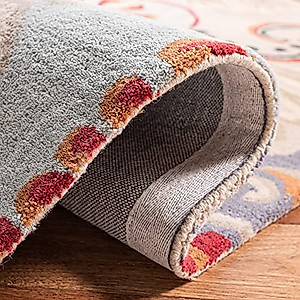 SAFAVIEH Bella Collection 5' Square Beige/Blue BEL118B Handmade Boho Premium Wool Area Rug