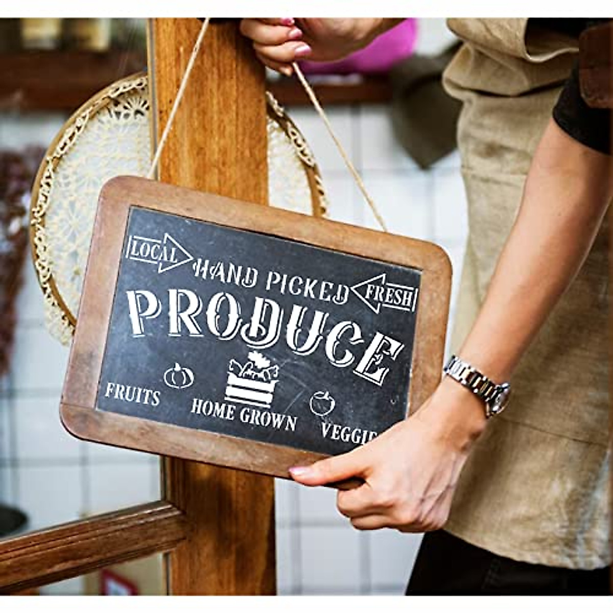 Farmhouse Stencils for Painting on Wood Kitchen Paint Stencils Flower Farm Vintage Sign Craft Stencils for Wood Burning Projects Reusable Wall Fabric Canvas (16 Farmhouse)