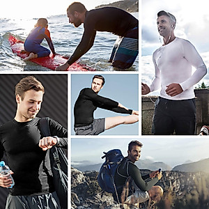 Runhit Long Sleeve Compression Shirts for Men (3 Pack) Athletic Workout Quick Dry Base Layer Shirt (XL,Black,Blue,Gray)