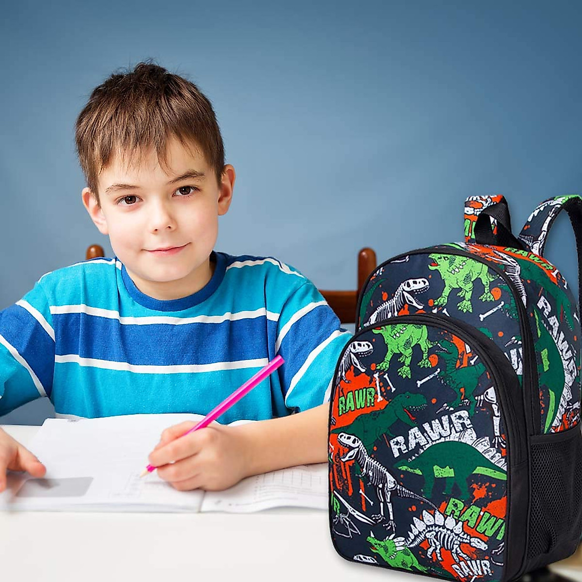 CCJPX Dinosaur Backpack for Boys, 16” Kids Preschool Bookbag and Lunch Box for Kindergarten Elementary