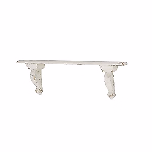 Deco 79 Rustic Fiberglass and Wood Floating Shelf, 7" x 39" x 13", White