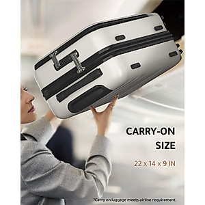 LUGGEX Carry On Luggage with Pocket Compartment - Polycarbonate Expandable Luggage with USB Port - Travel Suitcase with Wheels Airline Approved, Lightweight