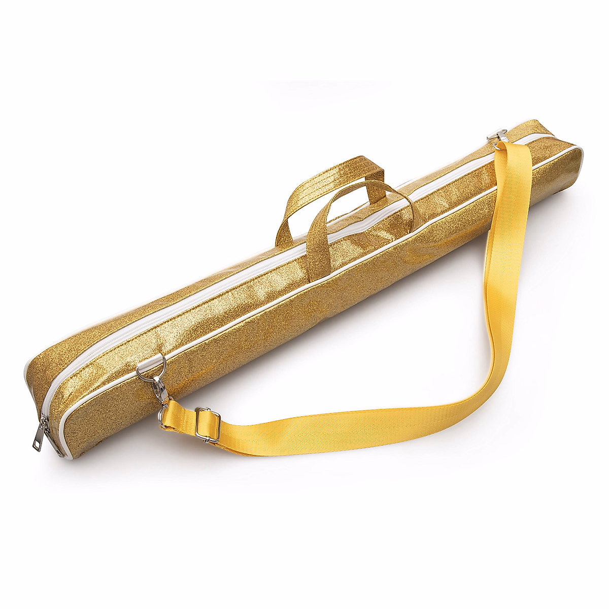 Magerdy Fields Twirling Baton Case - Includes Adjustable Shoulder Strap - 30 Inch baton bag for twirling - Gold