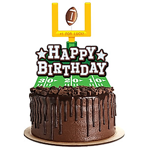 Treasures Gifted Happy Birthday Football Cake Topper - Football Party Decorations - Football Party Supplies - Football Birthday Party Decorations - Football Cake Decorations