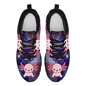 Axolotl Shoes for Women Men Running Walking Tennis Sneakers Axolotl Pink Animal Cute Shoes Gifts for Her Him,Size 3 Men/5 Women Black