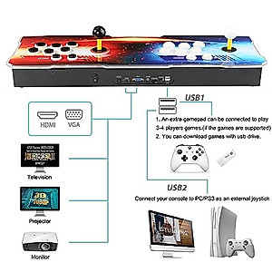3D Pandora Treasure II Arcade Game Console, 4250 Games Installed, Search/Save/Load/Hide/Pause Game, 1920x1080P, USB Drive to Download Games, Favorite List