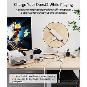Syntech Link Cable 16 FT Compatible with Meta/Oculus Quest 3, Quest2, Link Cable 16FT Compatible with Meta/Oculus Quest 2 with Separate USB C Charging Port